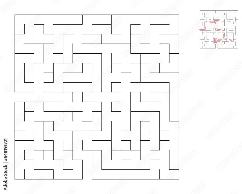 Square maze, logic game with labyrinths. maze game. A maze with answers ...