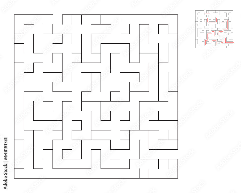 Square maze, logic game with labyrinths. maze game. A maze with answers ...