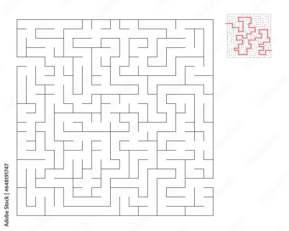 Square maze, logic game with labyrinths. maze game. A maze with answers ...