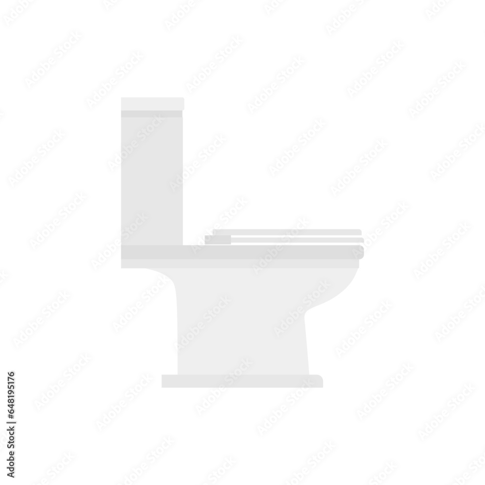 Toilet bowl flat design vector illustration. Toilet seat, bowl side ...