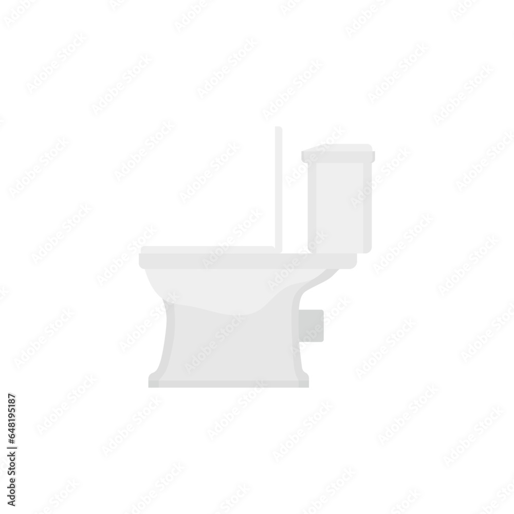Toilet bowl flat design vector illustration. Toilet seat, bowl side ...