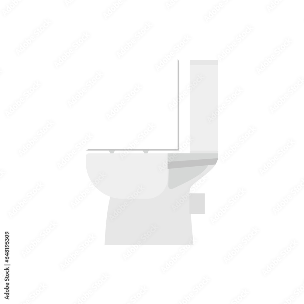 Toilet bowl flat design vector illustration. Toilet seat, bowl side ...
