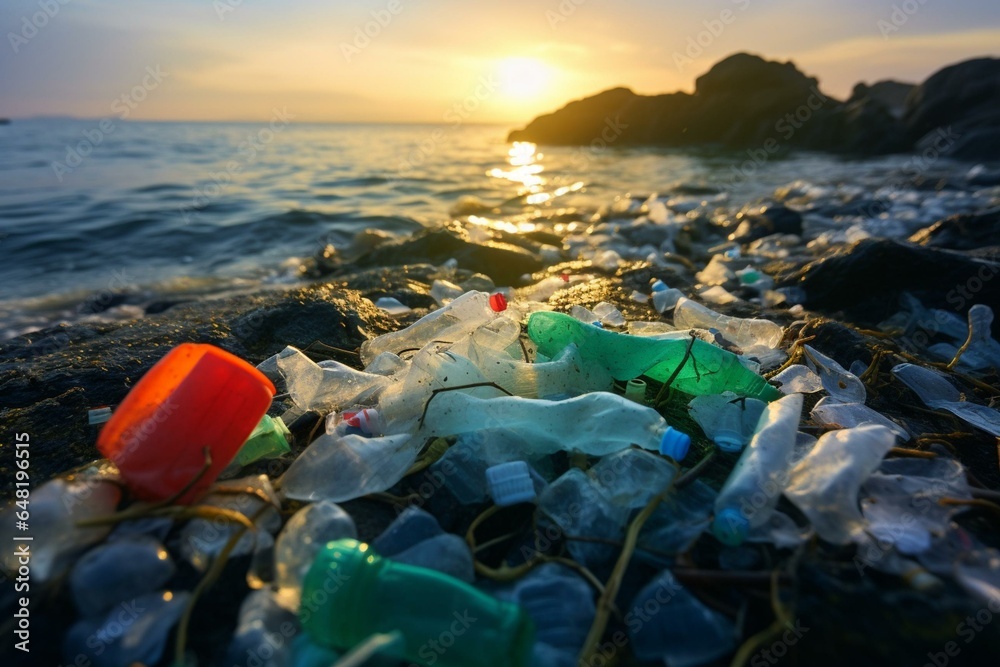 Microplastic pollution in global oceans with plastic fragments, single ...