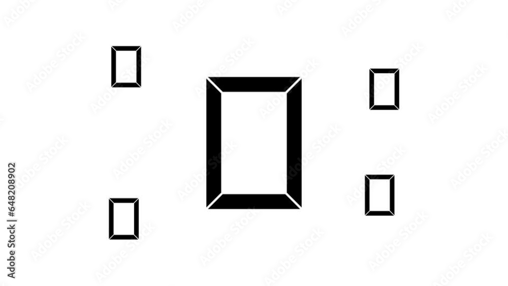 Zoom in and out animation the photo frame symbol. Large black symbol in ...