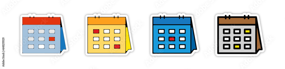 picto logo icones et symbole trace couleur calendrier annee mois jours ...