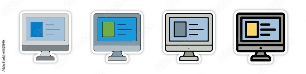 Vetor de picto logo icones et symbole trace couleur ordinateur bureau ...
