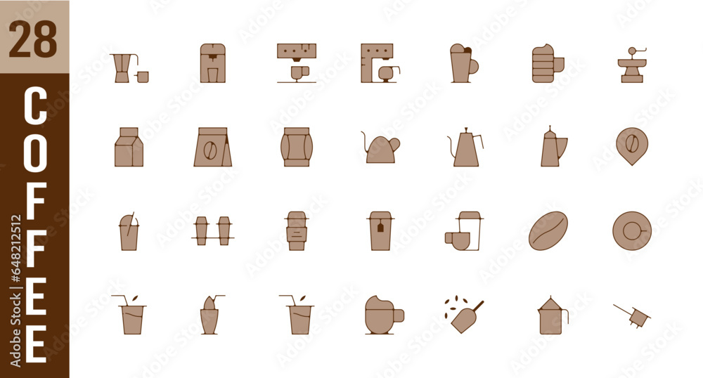 Icones et pictogrammes machine a café, grains et torréfaction Stock ...