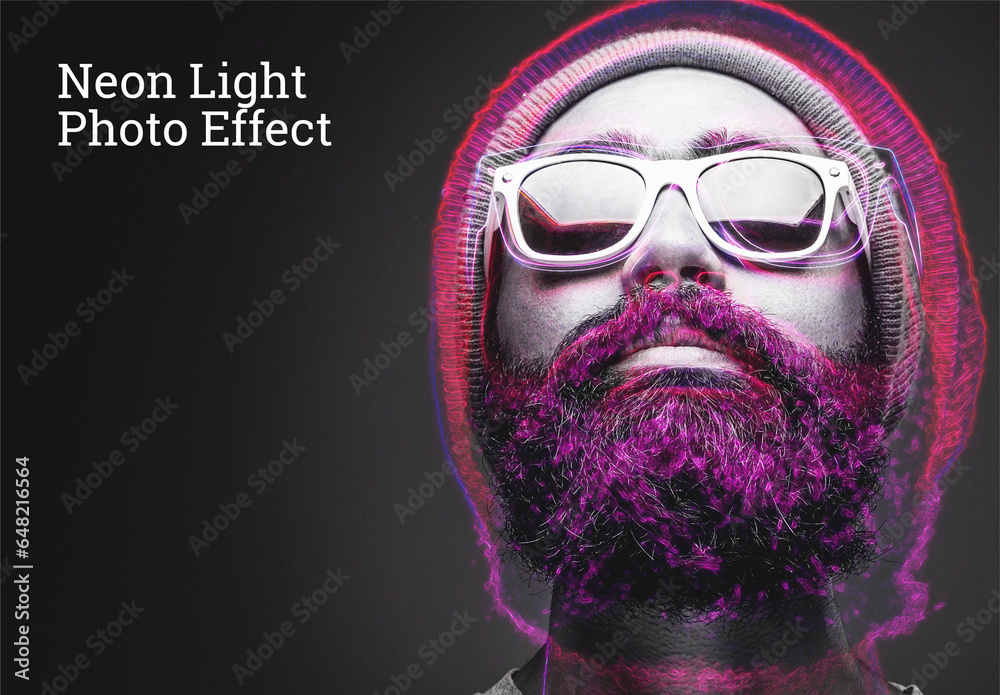 Neon Light Photo Effect Stock Template | Adobe Stock