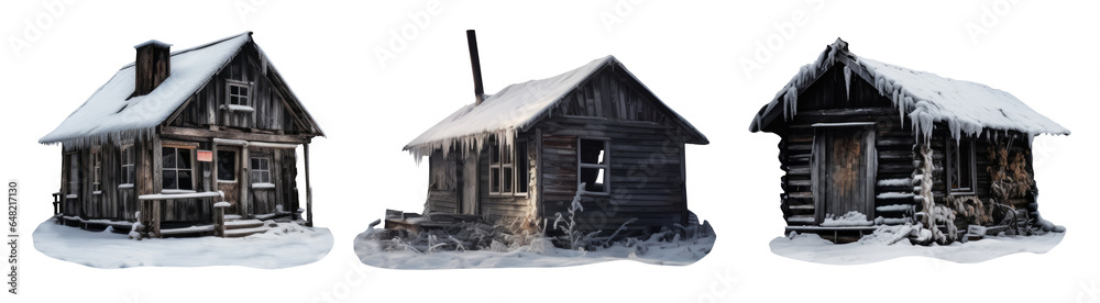 isolated transparent PNG wood shack. set of wood cabins. Cabin in the ...