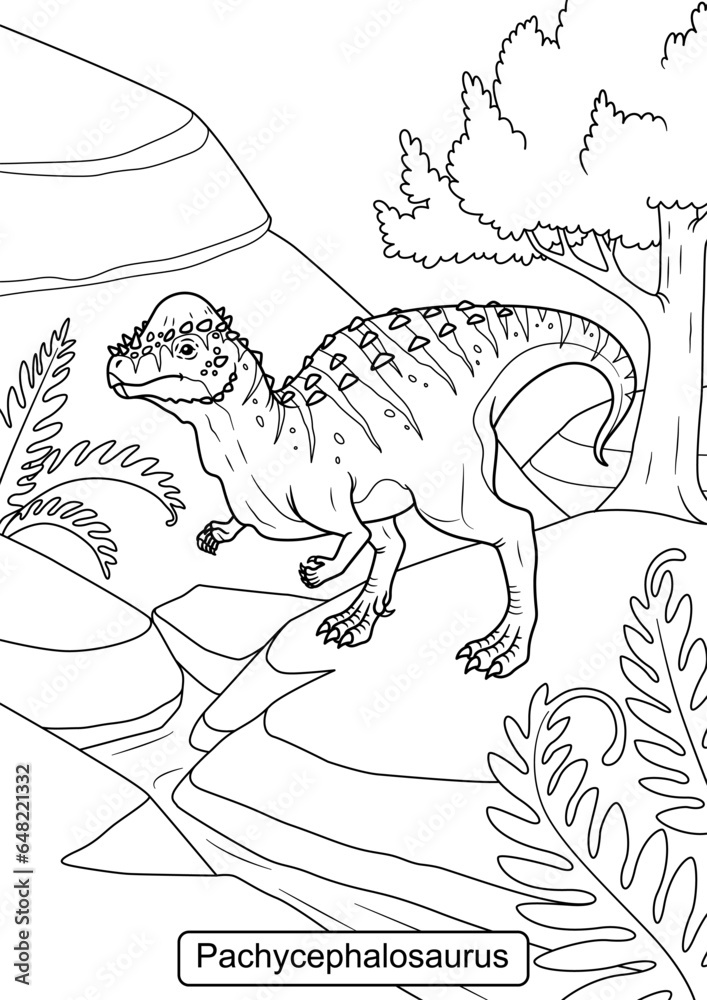 Phachycepharosaurus Dinosaur line art for coloring page vector ...
