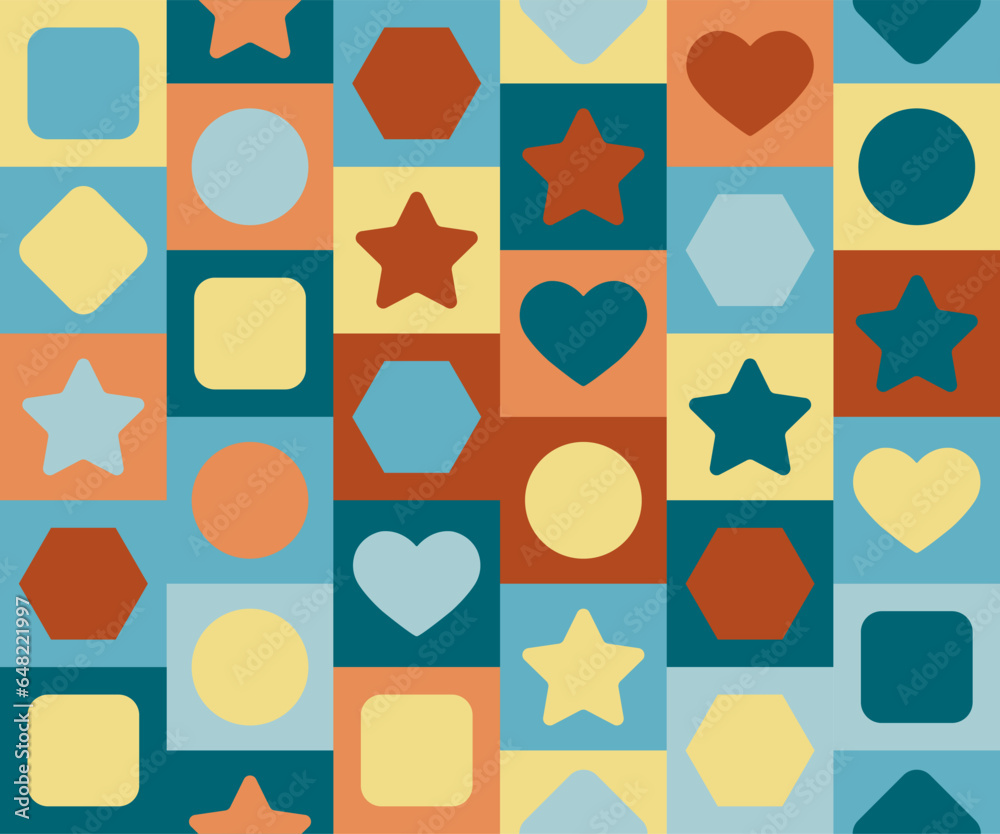 Seamless pattern of geometric shapes. Color template for creative ...