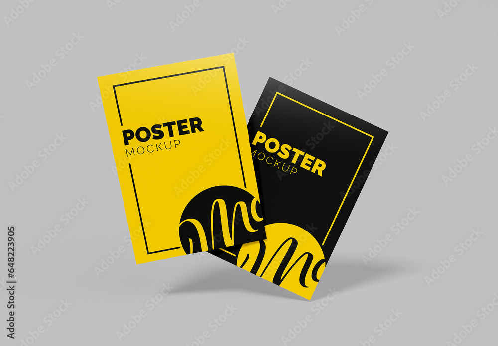 Two Posters Floating Mockup Stock Template | Adobe Stock