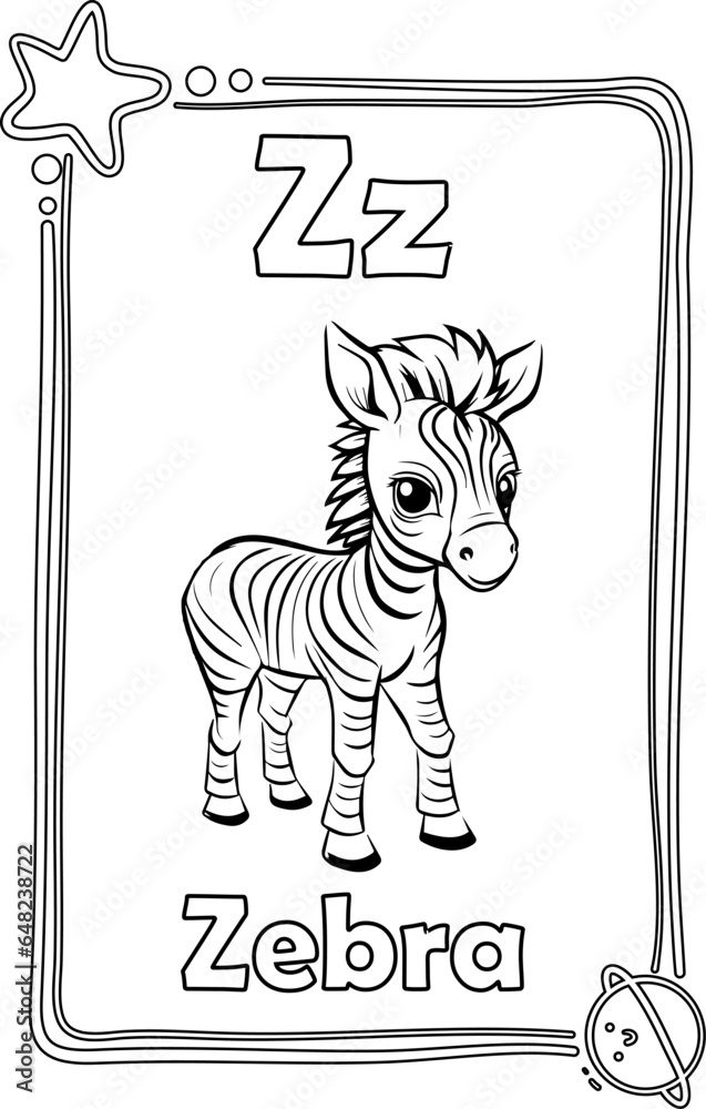 Animal Alphabet Coloring Book for Preschool Kids. Colorless Versions on ...