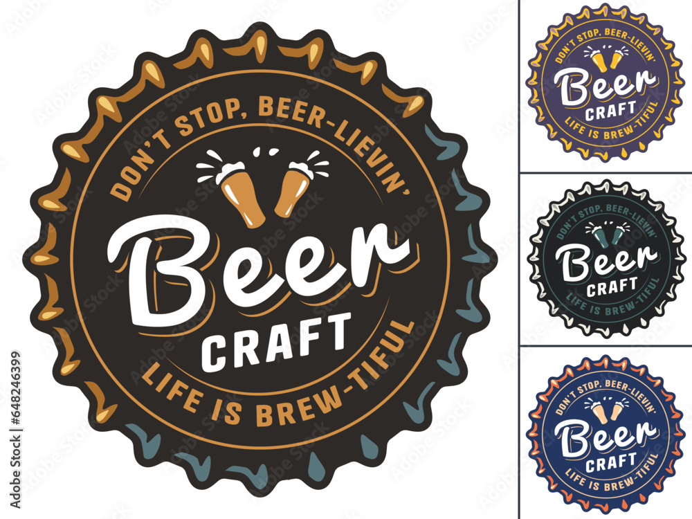 Beer cap vector set for design of brew beer in a brewery. Collection of ...