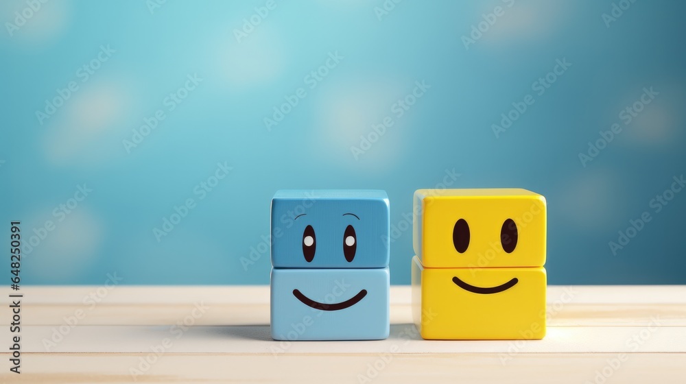 Mental health and emotional state, Smile face in bright side and sad ...