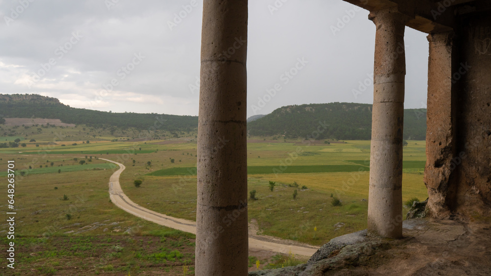 View of the historical ancient Phrygian Valley. From an antique tomb ...
