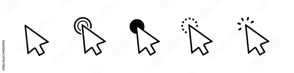 Pointer cursor computer mouse icon set. Mouse click cursor symbols ...
