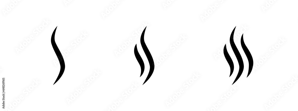 Coffee smoke icons set. Water steam symbols. Line air smell symbols ...