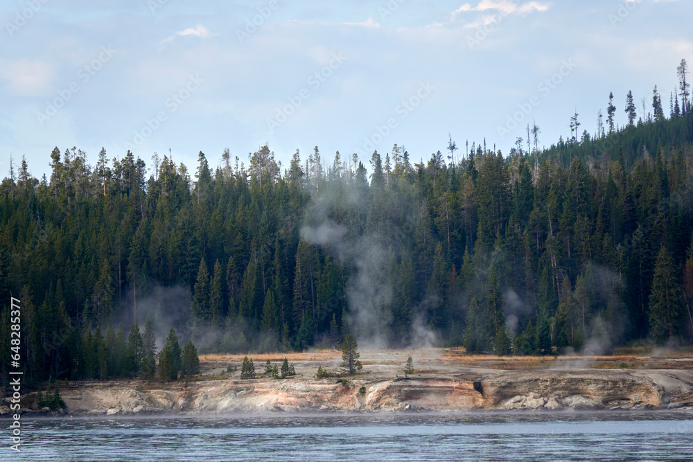 Early Morning, Lake, Yellowstone National Park Beauty of Nature in the ...