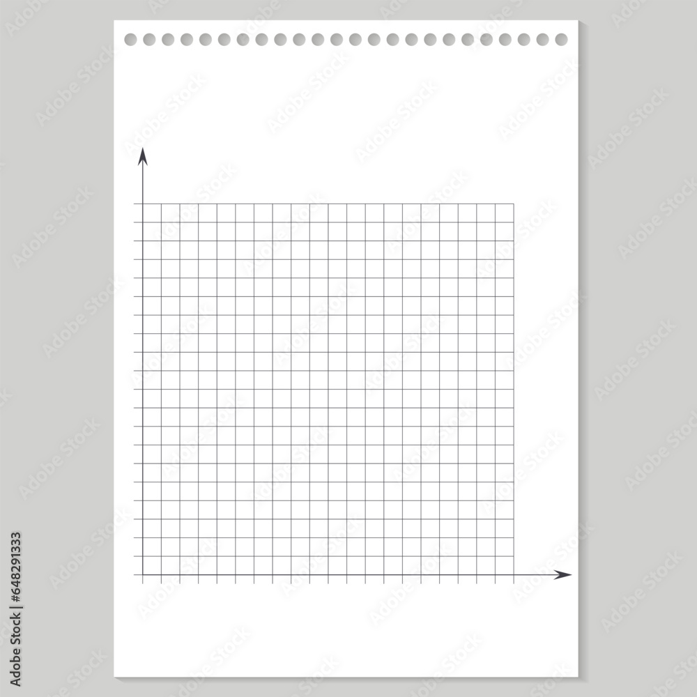 Grid paper. Mathematical graph. Cartesian coordinate system with x-axis ...
