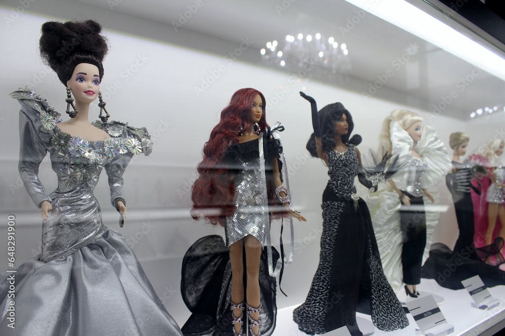 Beautiful collectible singer Barbie dolls in fashionable dresses and ...