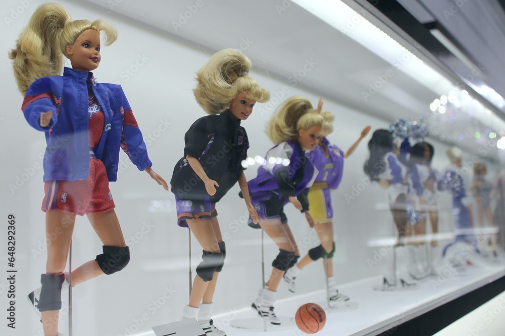 Toy Barbie dolls play volleyball and basketball, showing roles and ...
