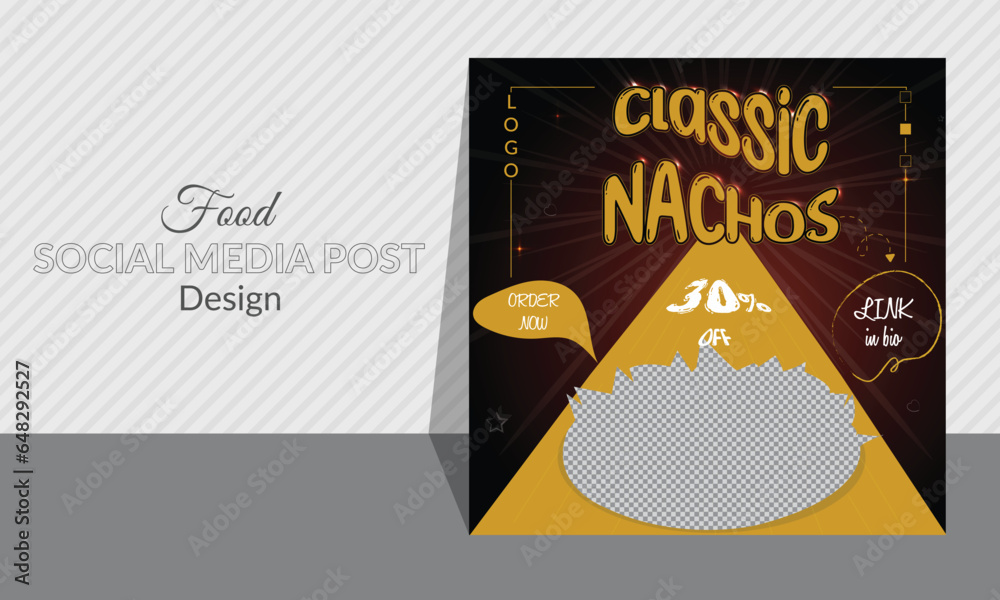 Vecteur Stock Nachos social media post design. Food and snacks design ...