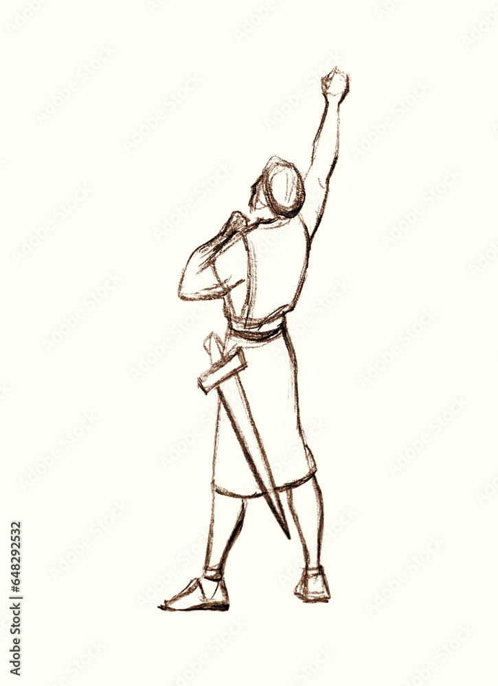 Pencil drawing. The Fall of the Walls of Jericho Stock Photo | Adobe Stock