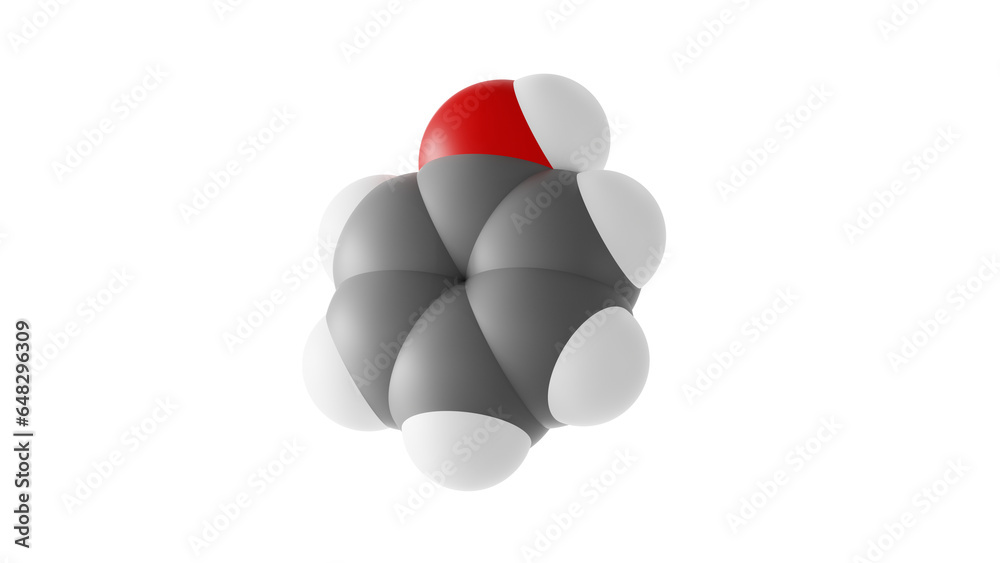 phenol molecule, benzenol molecular structure, isolated 3d model van ...