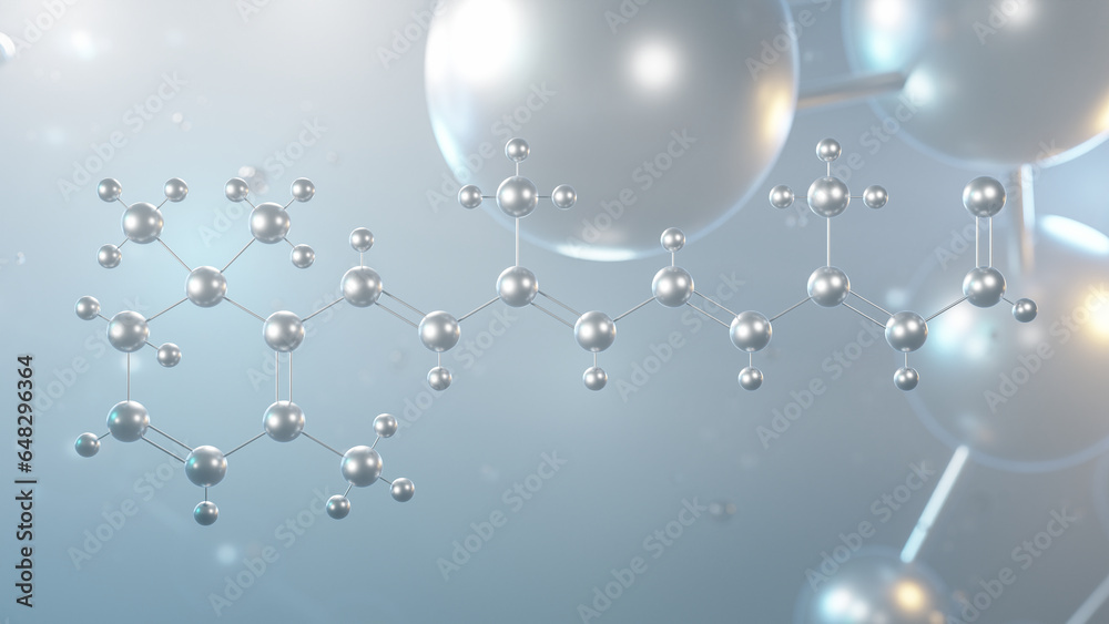 dehydroretinal molecular structure, 3d model molecule, vitamin a2 ...