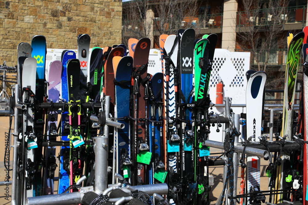 Ski stand at the nightclub in downtown Aspen. The city is a popular ...