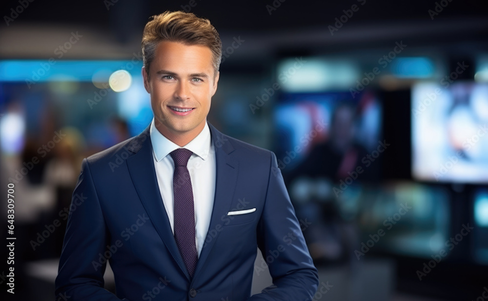 A photo of a tv news presenter on a popular channel. live stream ...