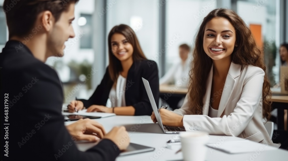 HR workers making employment deals, Signing work contract after ...