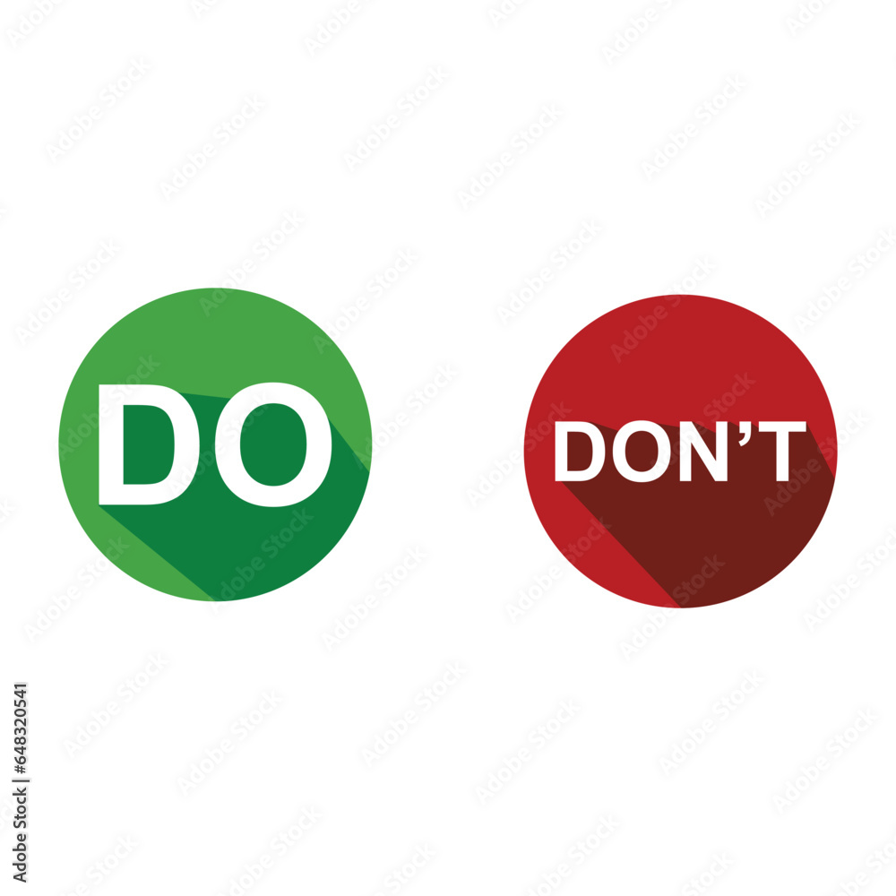 Do and Don't, yes or no, choice picker vector illustration button ...