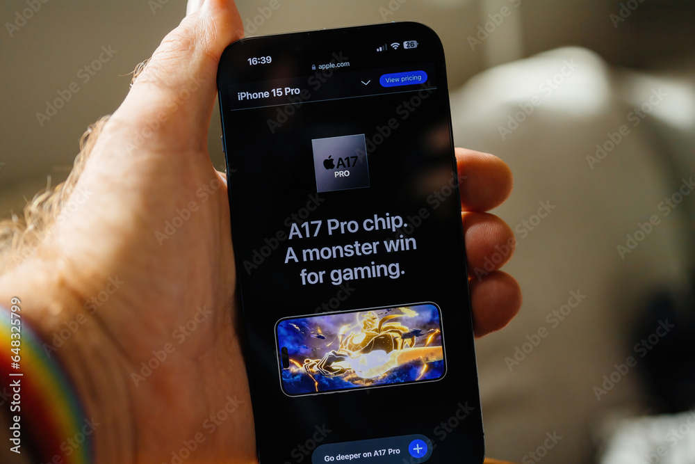 London, UK - Sep 14, 2023: Apple.com showcases 'A17 Pro Chip: A Monster ...