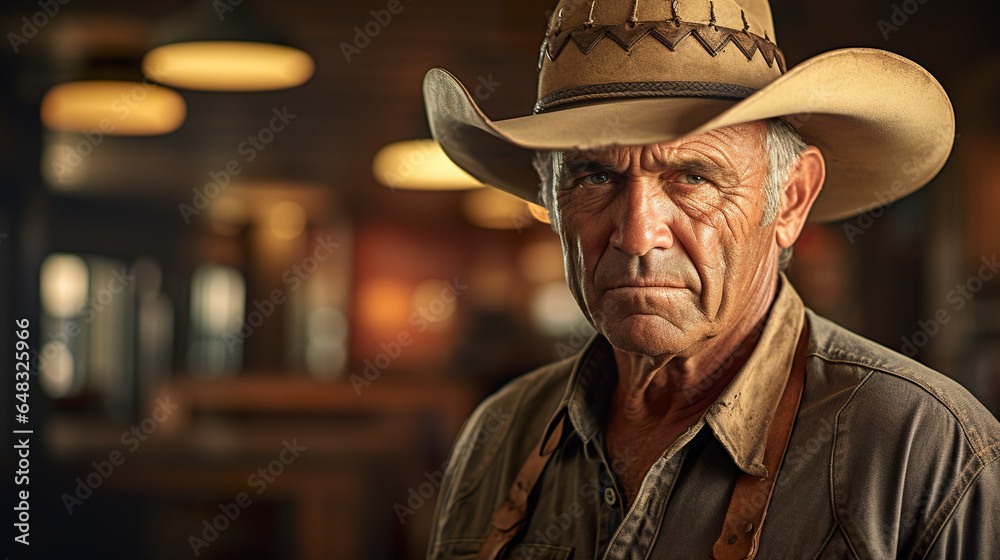 Illustration of a portrait of an 80-year-old cowboy in all its ... Illustration of a portrait of an 80-year-old cowboy in all its ...