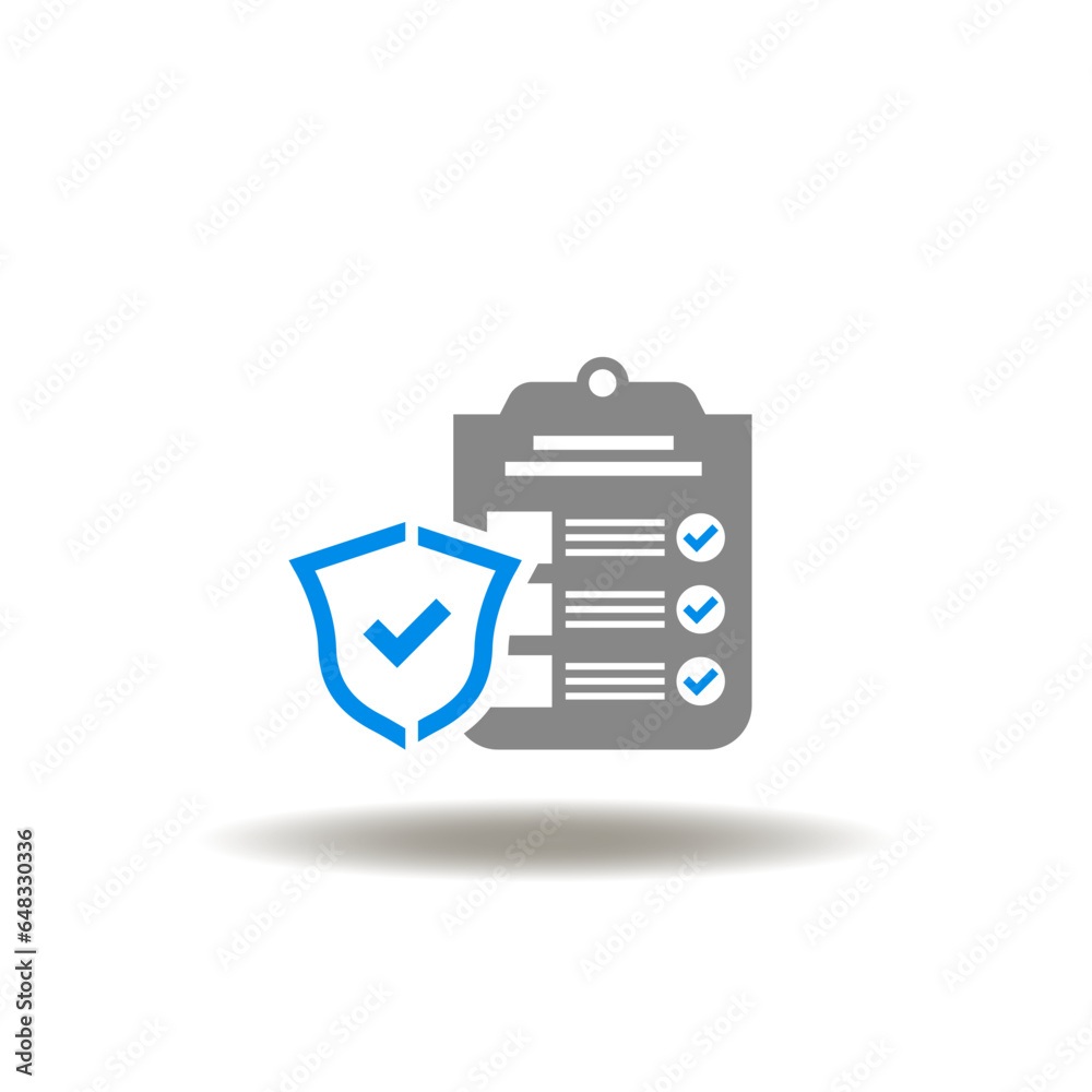 Vector illustration of checklist with shield check mark. Icon of ...