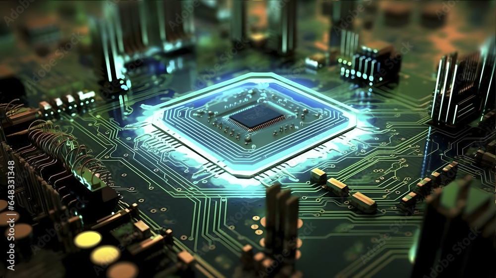 Highly detailed technology texture, AI supercomputer Chrome, insane ...