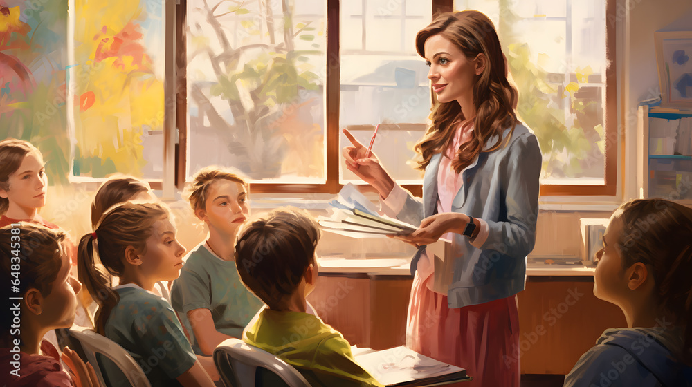 Embark on a colourful learning journey through a digital painting of a ...