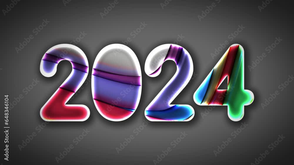 glow 2024 neon laser text animation glitch effect on dark abstract ...