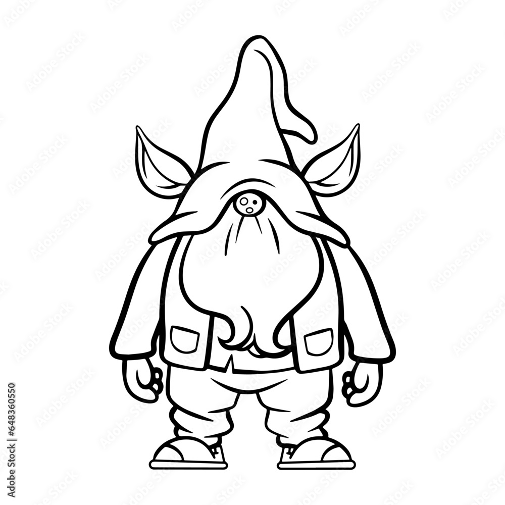 Gnome, black and white stripes on the white background Is a vector ...