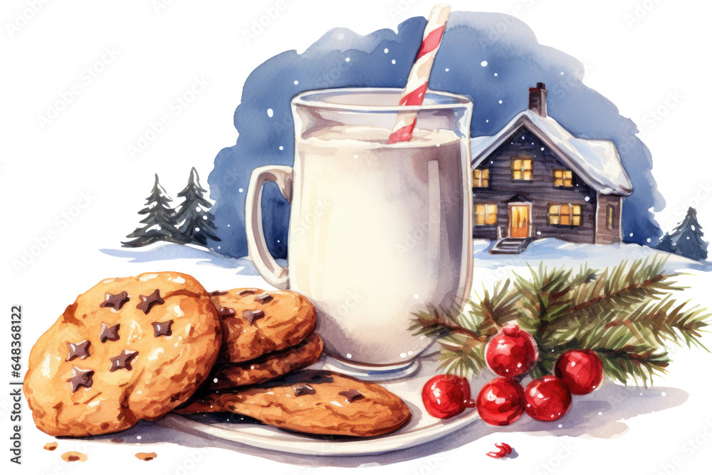 christmas cookies and milk by the lit tree note for santa vintage ...