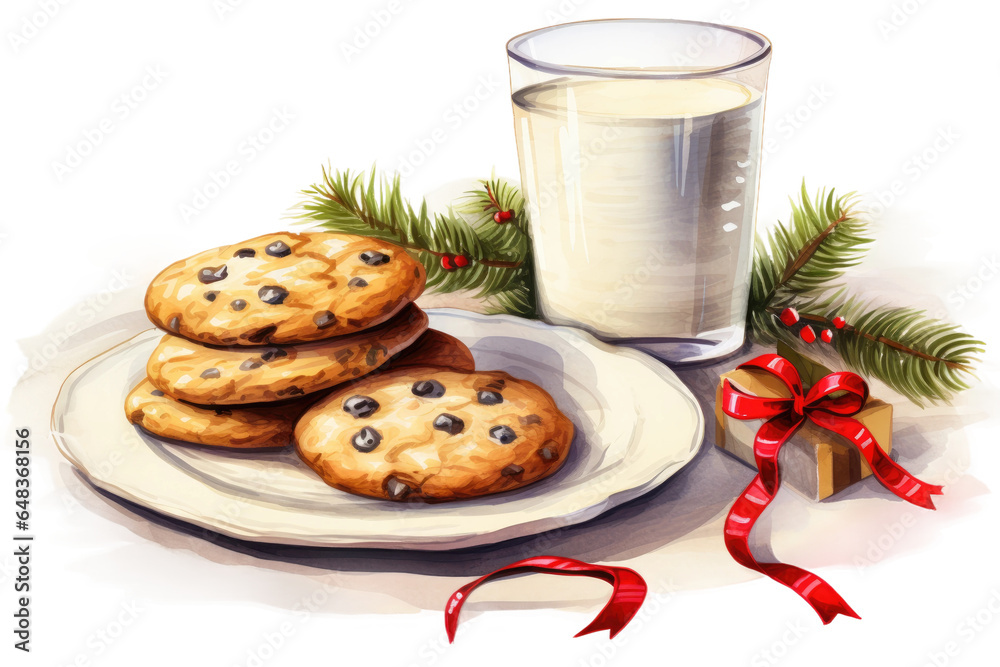 christmas cookies and milk by the lit tree note for santa vintage ...