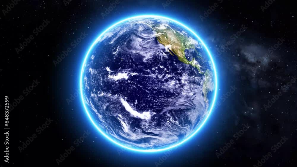 Animation Background Planet Earth is Spinning ,Shine light and glow ...