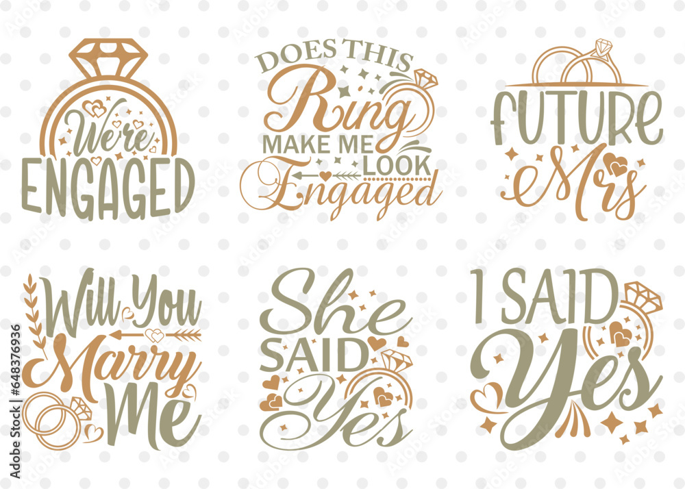 Wedding Bundle Vol-01, We're Engaged Svg, Wedding Svg, Does This Ring ...