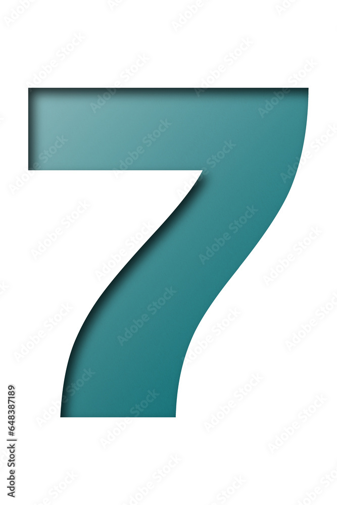 Green paper font number 7 isolated on transparent background. Stock ...