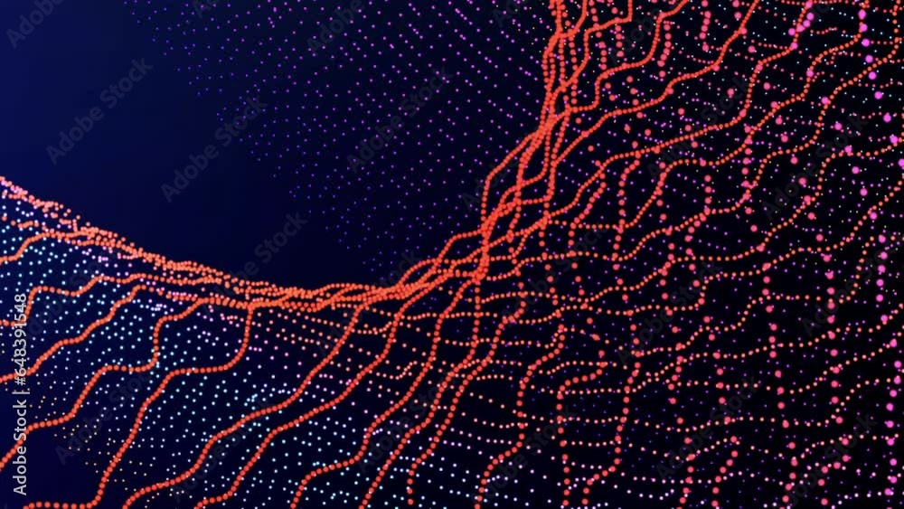 Vidéo Stock Abstract colorful particles flowing. Particles glowing and flowing in digital space ...