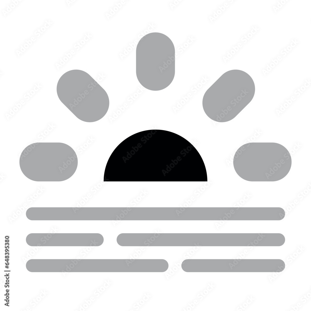 Sun and fog icon, Weather symbol, Foggy day illustration, Atmospheric ...
