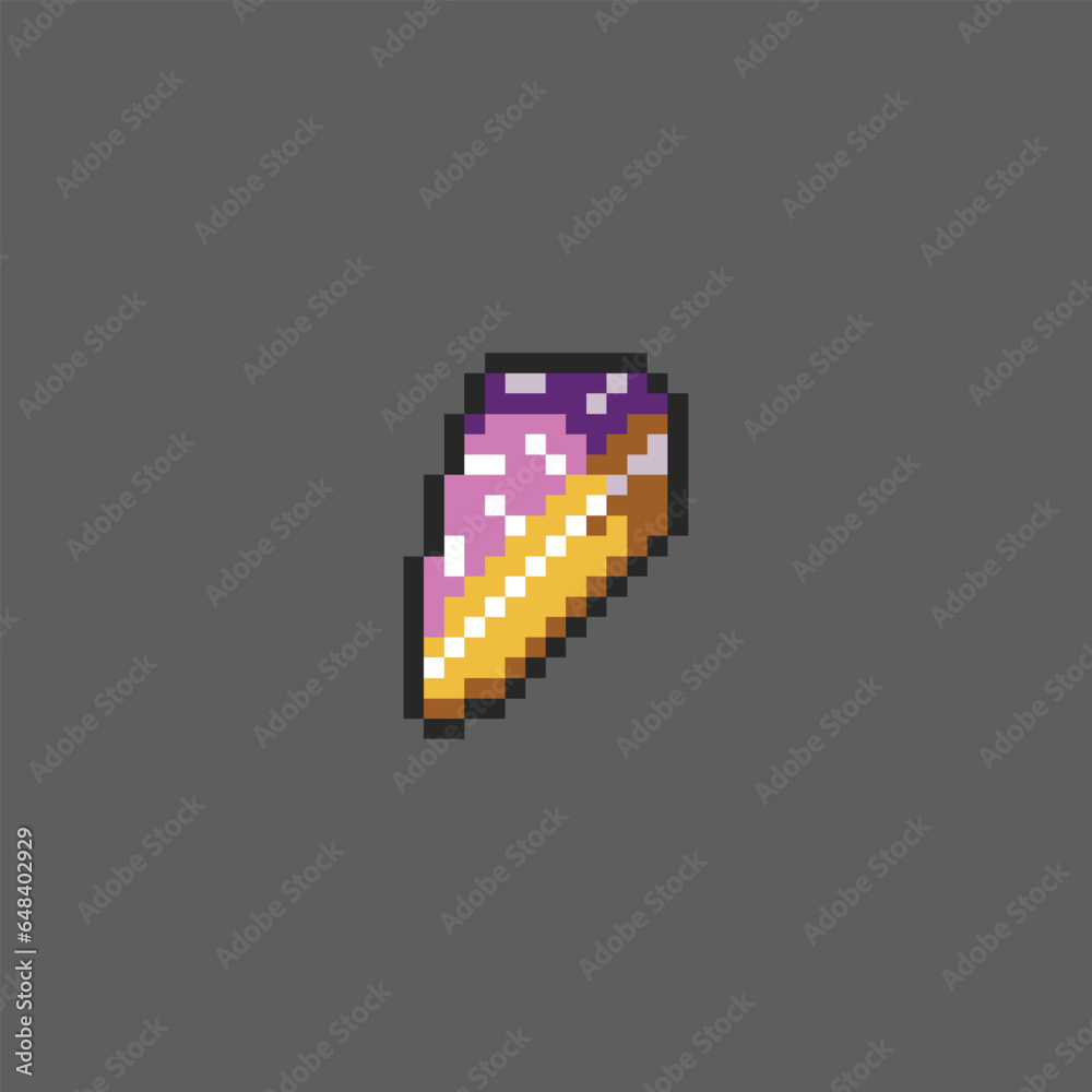 this is cake icon in pixel art with simple color and black background ...