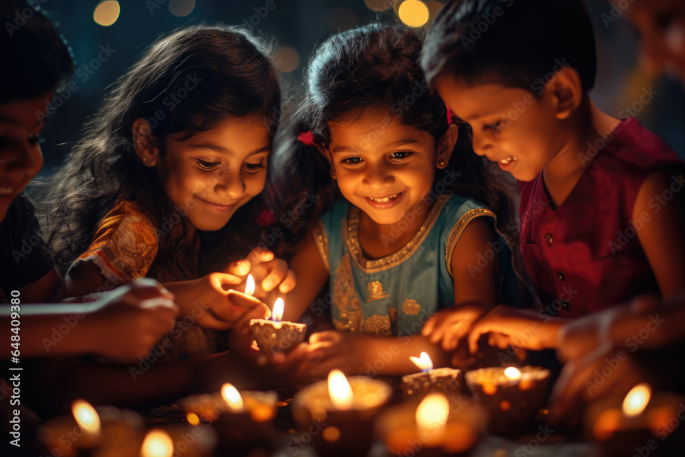 Indian kids enjoying Diwali Stock Photo | Adobe Stock